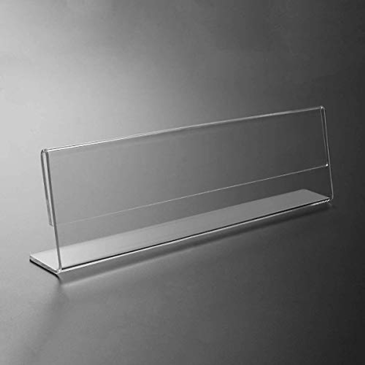 NIUBEE 12 Pack Acrylic 2x8 Name Plates for Desks,Horizontal Slant Back 2x8 Sign Holder for Table Display,Plastic Name License Plate Holder for Office Classroom Teacher Kids Woman Man,Blank