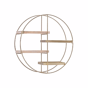 Lindell Round 4 Shelf Wall Storage Gold