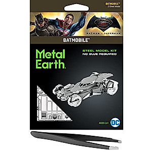 Fascinations Metal Earth Batman v Superman Batmobile 3D Metal Model Kit Bundle with Tweezers