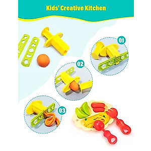 Play Dough Tools Set for Kids - 40PCS Playdough Toys Accessories with Shapes Cutters Extruder Kiddy Dough Tools Kit for Girls Boys