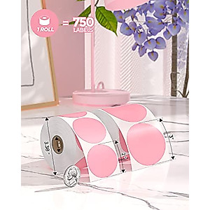 MUNBYN 2 Inch Pink Circle Thermal Sticker Labels, Shipping Scale, Pink Shipping Label Printer