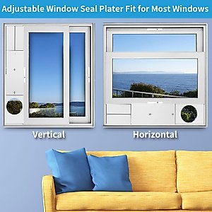Portable Air Conditioner Window Kit with Coupler, Vertical/Horizontal Sliding Window AC Vent Kit, Adjustable Length from 17" to 60" AC Window Seal Plates Kit for 5.9"/15 cm Exhaust Hose