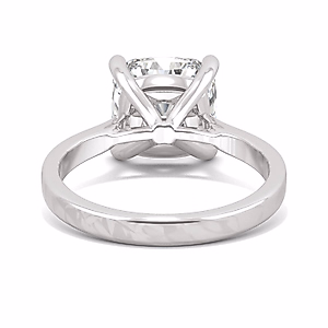 Charles & Colvard Created Moissanite 9.5mm Cushion Cut Engagement Ring for Women | 4.2 cttw DEW | Lab Grown | Solid 14K White Gold with Rhodium | Size 4