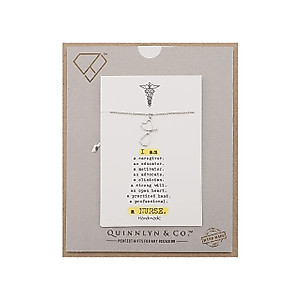 QUINNLYN & CO. Stethoscope Heart Pendant Necklace, Virtual Thanksgiving Gifts for Nurses and Caregivers, Nurse Necklaces for Women with Greeting Card Adjustable Chain 16" to 18" Silver Tone