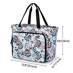 CURMIO Knitting Tote Bag, Yarn Storage Bag with Pockets for Crochet Hooks, Knitting Needles, Knitting Project and Accessories, Dandelion (Bag Only, Patented Design)