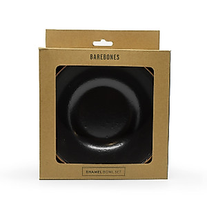 Barebones Enamel Bowls- Dishes Set of 2- Formal Enamel Bowl and Enamelware Set for Camping and Everyday Use- Charcoal