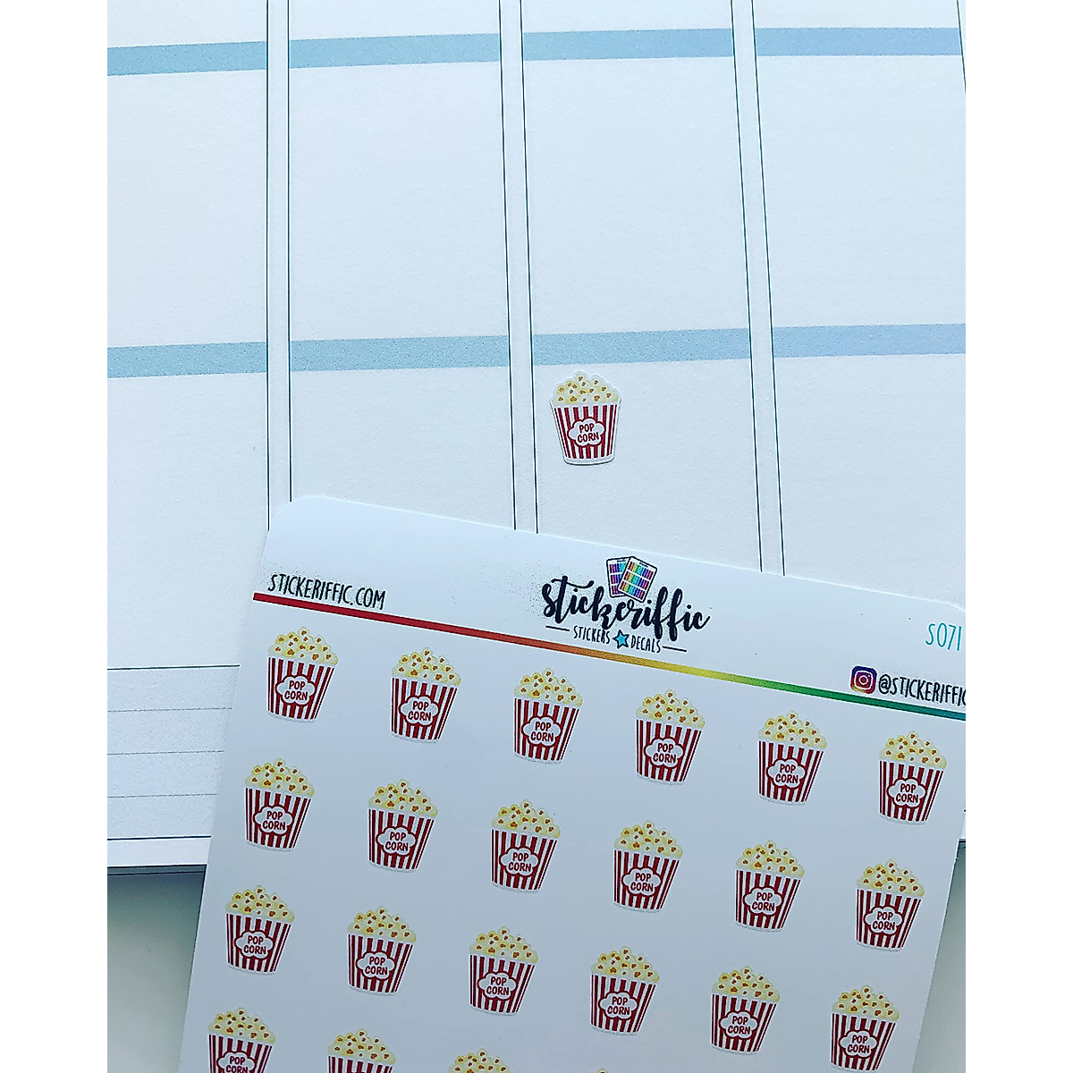 Popcorn Movie Night Vinyl Planner Stickers - S071