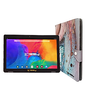 LINSAY 10.1" 1280x800 IPS 2GB RAM 32GB Storage Android 11 Tablet with Space Marble Leather Case, Pop Holder and Pen Stylus