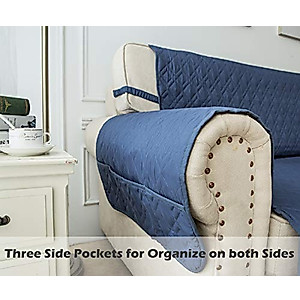 Ameritex Couch Sofa Slipcover 100% Waterproof Nonslip Quilted Furniture Protector Slipcover for Dogs, Children, Pets Sofa Slipcover Machine Washable (Blue, 68")