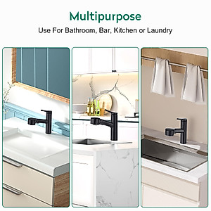 CREA Black Single Hole Bathroom Faucet 1 Handle Pull Out Bar Sink Faucets Laundry Faucet Utility Faucet with Sprayer Handheld Bath Tub Faucet Baby Pets Toilet Faucet Vanity Basin Mixer Tap