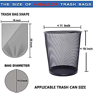 4 Gallon Small Trash Bags Bathroom Garbage Bags Clear Plastic Wastebasket Can Liners for Home and Office Bins,White degradable environmental protection bag,Thickening,100 Count