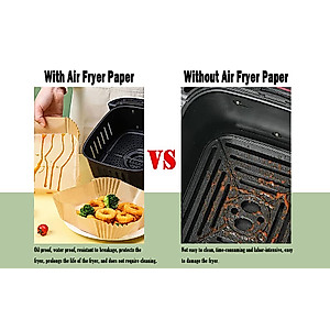 AILIFEER Disposable Air Fryer Paper Liners for Ninja DZ201 DZ401 DZ550 DZ090 AD350CO Foodi,Rectangular Non-Stick Parchment Paper,for Air Fryer Oven Microwave(brown)