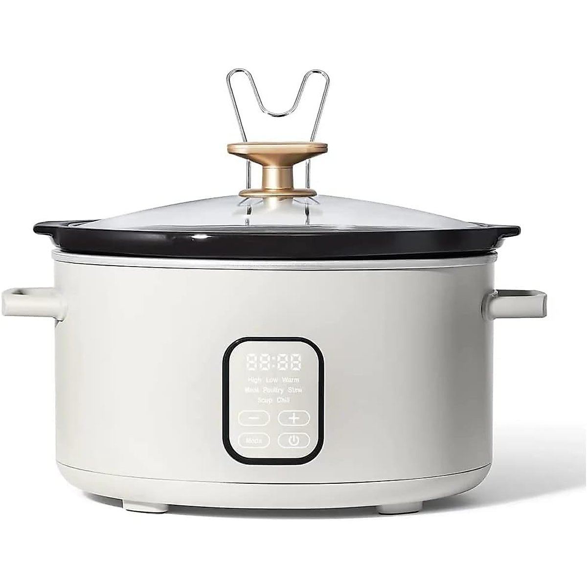 Touchscreen Slow Cooker, Kitchenware by Drew Barrymore 6QT Programmable Cooker with Touch-Activated Display (White Icing)