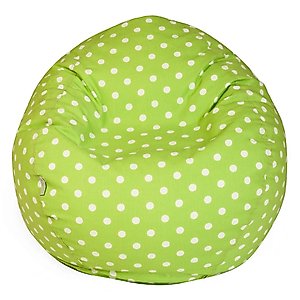 Majestic Home Goods Classic Bean Bag Chair - Mini Polka Dots Giant Classic Bean Bags for Small Adults and Kids (28 x 28 x 22 Inches) (Lime Green)