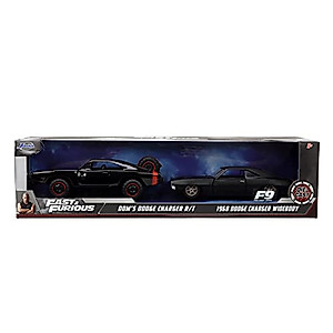 Fast & Furious 1:32 Dom's Dodge Charger & 1968 Dodge Charger Widebody Die-cast Car Twin Pack, Toys for Kids and Adults