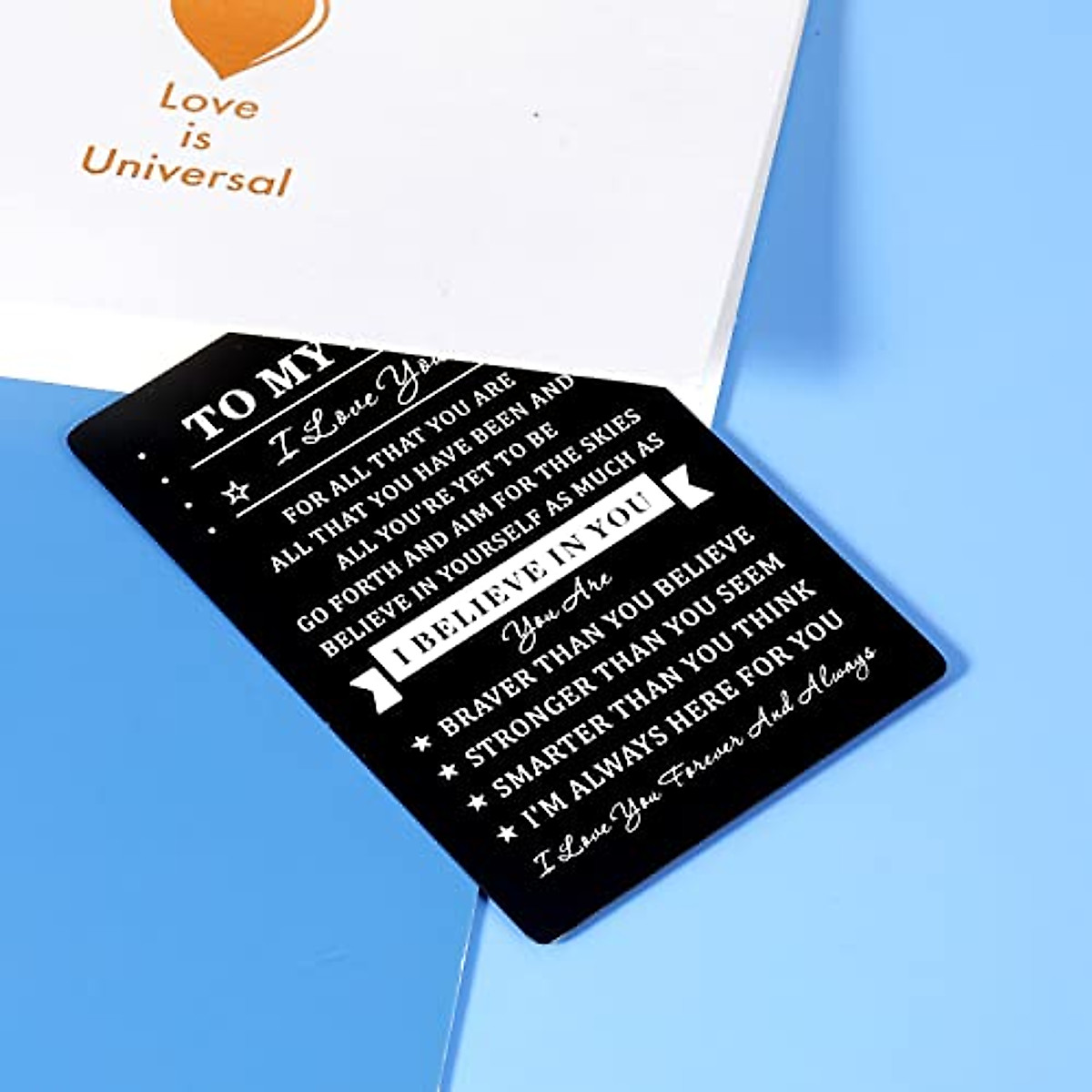 Inspirational Christmas Gifts to My Son from Mom I Love You Wallet Card Stocking Stuffers for Teen Boys Teenagers Engraved Valentine Birthday Graduation Back to School Coming-to-Age Gift for Him