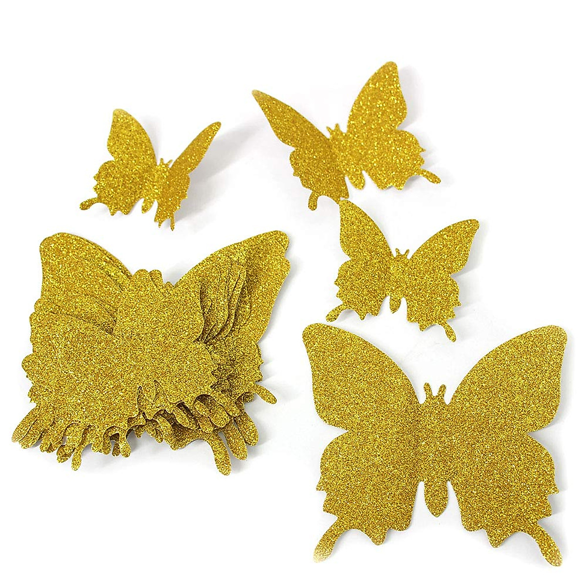 Mybbshower Gold 3D Paper Butterfly Wall Stickers for Home Door Wall Decor Birthday Party Decoration Kids Room Pack of 36