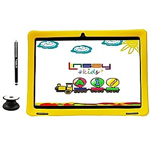 LINSAY 10.1" 1280x800 IPS 2GB RAM 32GB Android 11 Tablet with Kids Yellow Defender Case, Pop Holder and Pen Stylus