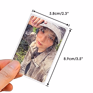 Baskiss 100 Packs Laser Star Photocard Sleeves Kpop 200 Microns Ultra Thick Sleeves Idol Photo Cards Protector Trading Cards Shield Cover (New Star-Shape Laser, Unsealable)