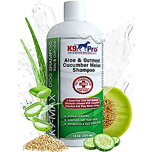 Oatmeal Dog Shampoo and Conditioner - for Dogs with Allergies and Dry Itchy Sensitive Skin. Best Hypoallergenic Medicated Tear Free Anti Itch for Puppy - with Aloe Cucumber Essence and Melon Extract