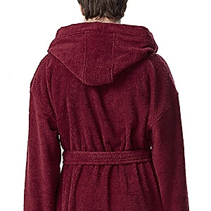 Arus Men's Long Hooded Classic Bathrobe Turkish Cotton Robe with Full Length Options, Extra Tall, Burgundy XX-Large