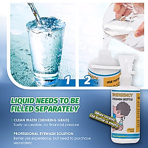 Frifreego Eye Wash Station Portable Eye Wash Kit for Emergency, Emergency Eye Wash Station with Two Bottles of 16 Ounce, Wall Mount Eyewash kit with Mirror & Emergency Sign, Personal Use, No Liquid