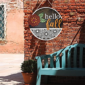 3D Hello Fall Wood Sign Thanksgiving Decorations Flower Welcome Sign for Front Door Welcome Decoration for Farmhouse Porch Fall Welcome Wood Hanging Sign Rustic Home Sign (Flower)