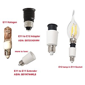 E-Simpo 6pcs E11 Mini Candelabra Halogen lamp Base to E12 Chandelier LED Light Socket Bulb Holder Adapter Adaptor Converter (6pcs E11 to E12 Adapter)