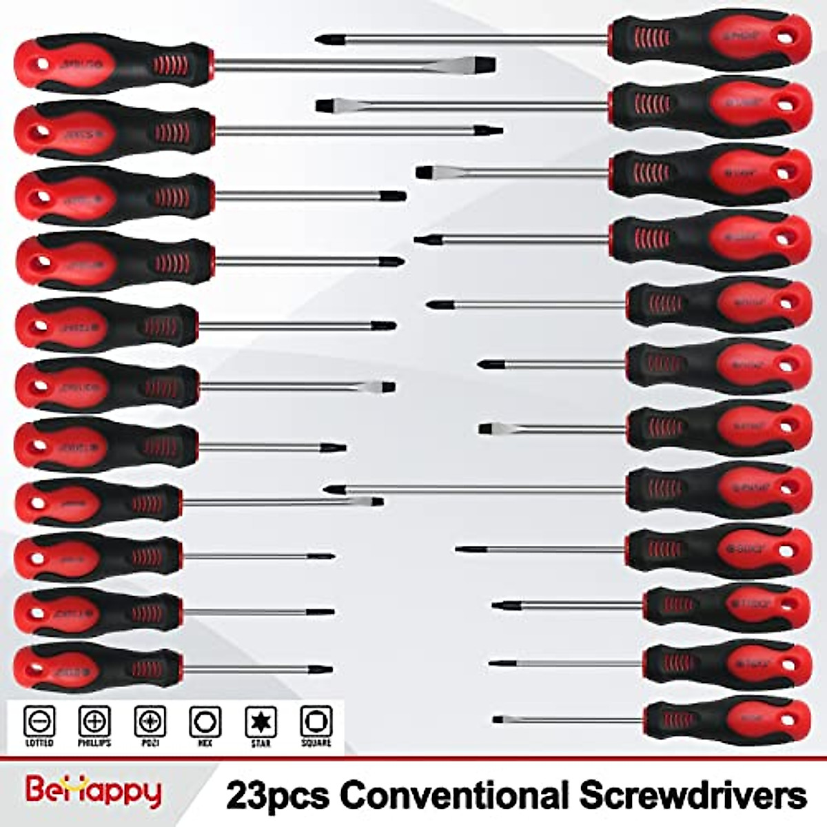 BEHAPPY 118PCS Magnetic Screwdriver Set, Screwdriver Set with Plastic Racking, Precision, Slotted, Phillips, Hex, Pozidriv, Torx Screwdriver Set and Magnetizer Demagnetizer DIY Tools for Tools Gift