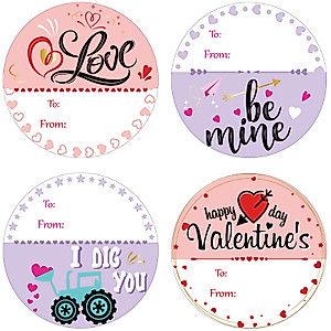 500 Pieces Valentine's Day Stickers Decorative Tags Round Heart Label Stickers for Valentine's Holiday Wedding Party Decoration