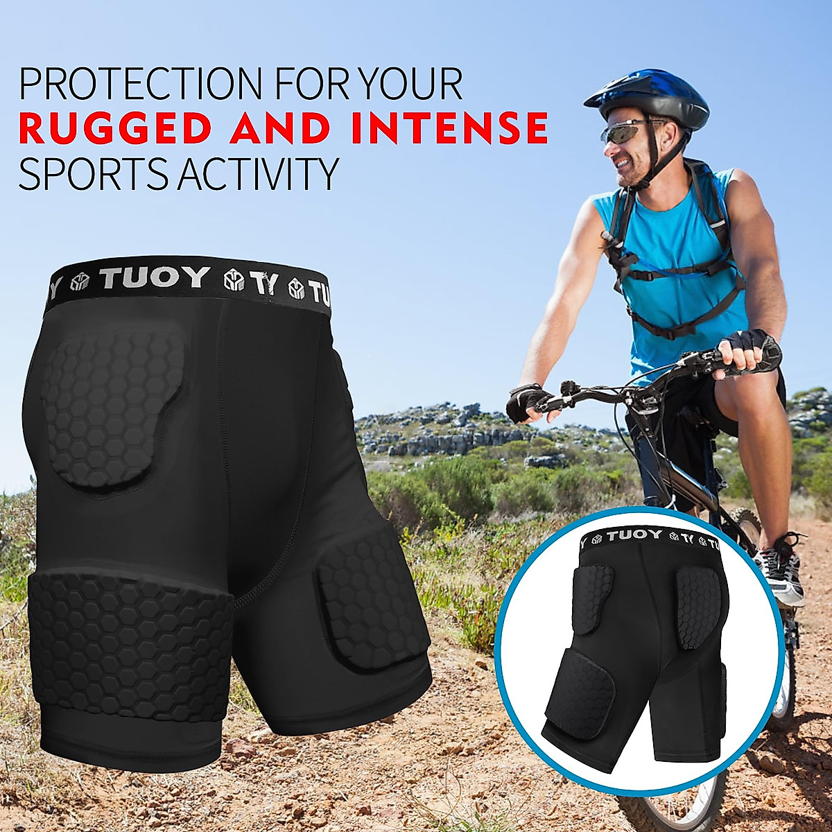 Men's Padded Football Girdle Compression 5-Pads Integrated Football Pads with Hip Tail Thigh Protector for Football Baseball