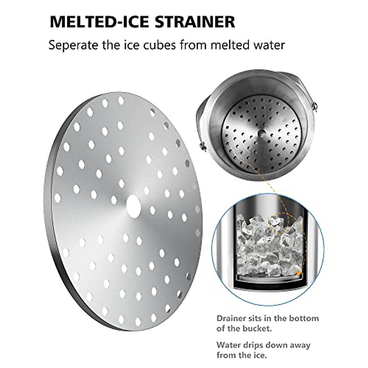 AYOTEE Double Wall Ice Bucket with Lid, Ice Tongs and Strainer,3.3L Insulated Ice Bucket for Cocktail Bar, Wine, Home Bar Accessories, Parties, Champagne Bucket