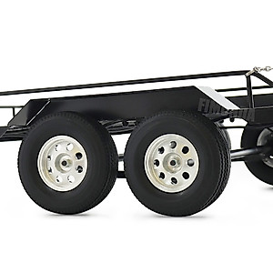 RC Trailer Metal 1/10 Scale Trailer Kit, for RC Crawler axial SCX10 D90 Wrangler TRX6 TRX4 Redcat GEN8 RGT 86100 SMT CFX CC01 CC02 LC80 trx4 Upgrades (RC Trailer Kit and Elastic Kinetic Winch Strap)