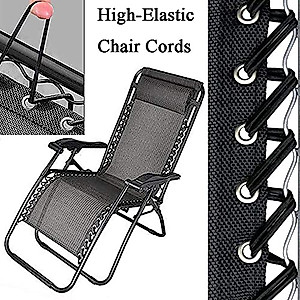 A-Life Zero Gravity Chair Replacement Cords Bungees Repair Kit Universal Elastic Laces for Recliners Lounge Chair Anti Gravity Chair Reclining Patio Chairs Lawn Chair Sling Chair 4 Cords Black