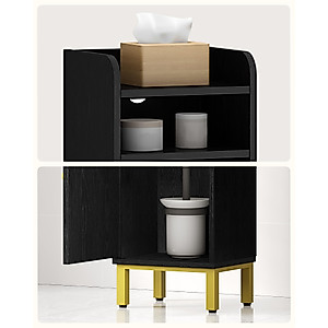 Hzuaneri Bathroom Storage Cabinet, Corner Floor Cabinet with Drawers and Doors, Narrow Toilet Paper Cabinet, Bathroom Organizer with Adjustable Shelf, for Small Spaces, Black BC29804G