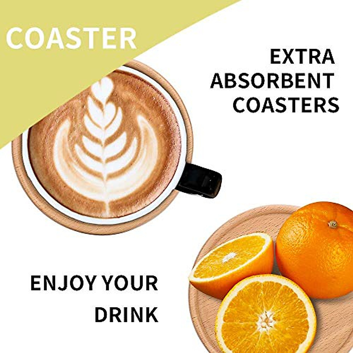 Coasters for Drinks Set of 4 , Natural Non Slip Wooden Coasters , Perfect Housewarming Gift Idea