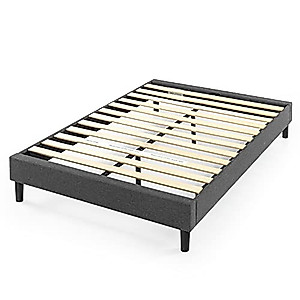 ZINUS Curtis Upholstered Platform Bed Frame / Mattress Foundation / Wood Slat Support / No Box Spring Needed / Easy Assembly, Grey, Queen