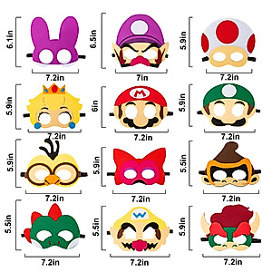 12Pcs Felt Mask,Bros Kids Party Favors,Game Themed Felt Masks,Birthday Game Themed Masks,Theme Felt Costume Toy,Role Play,Game Themed Party Supplies,Halloween Dress Up Party Supplies Boys Girls Gifts