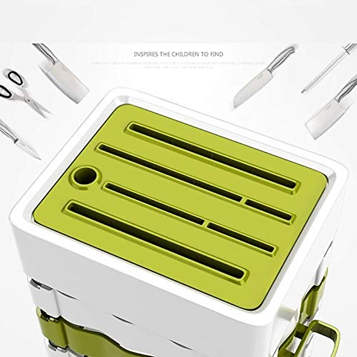 CUJUX Eco-Friendly Plastic PP Multifunction Chen Knife Holder Metal Scissors Organizer Tools Kitchen Knife Block Rack Desktop(without knife) (Color : A)