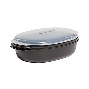 Whirlpool W10660052 Universal Microwave Steamer, 13 3/4" x 8 1/2" x 5 1/4", Black