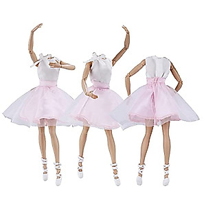 E-TING 3 Sets Ballerina Doll Clothes Chiffon Ballet Outfits Dance Dress Tutu Skirt with 3 Ballet Shoes for 11.5 Inch Girl Dolls