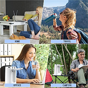 FEERNICH Water Dispenser for 5 Gallon Bottle，Universal Automatic Portable Water Bottle Pump Foldable Electric Drinking Water Pump 1200mAh USB Charging Suitable to Home Office Camp Travel （White）