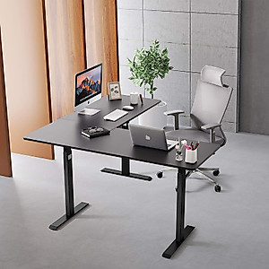 UNICOO – L Shaped Crank Height Adjustable Standing Desk, Sit to Stand up Corner Desk, L-Shaped Standing Workstation (Black Frame/Black Top - L Shape Crank)