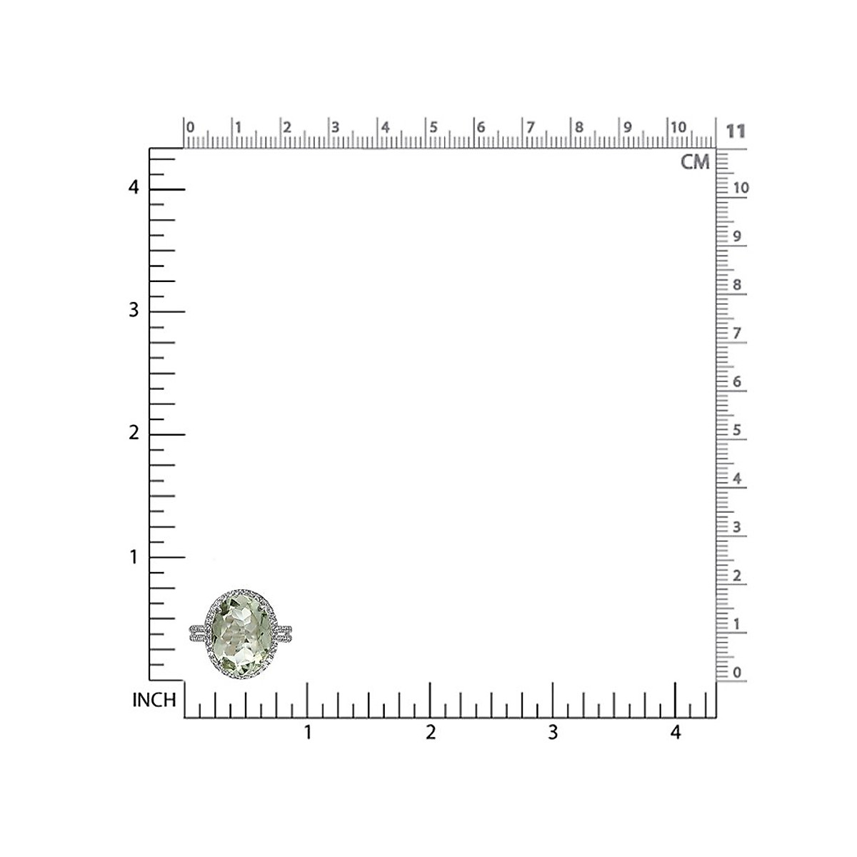 Silvershake Huge 6.8ct. 16X12mm Natural Oval Shape Green Amethyst and White Topaz 925 Sterling Silver Ring Size 10