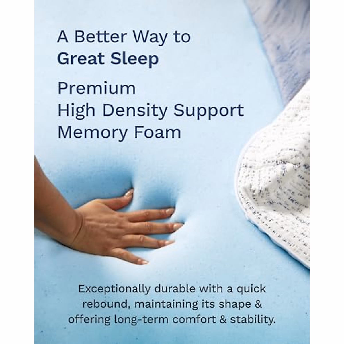 ViscoSoft 4 Inch Memory Foam Mattress Topper Twin XL - Select High Density Extra Long Ventilated Mattress Pad - Removable Bamboo-Rayon Cover