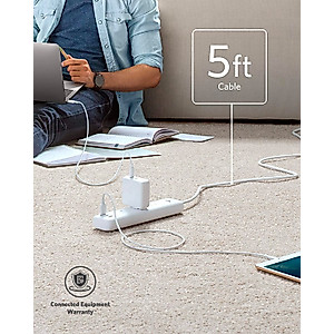 Anker Power Strip with USB, 3-Outlet & 3 PowerIQ USB Power Strip, PowerPort Strip 3 with 5 Foot Long Extension Cord, Flat Plug, Safety Shutter, for Home, Office