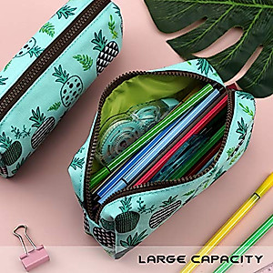 LParkin Pineapple Large Capacity Canvas Pencil Case Pen Bag Pouch Stationary Case Makeup Cosmetic Bag Gadget Box