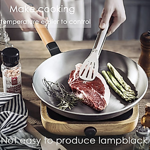 Stainless Steel Frying Pan 12 Inch: Steel Skillet 3 Ply Cookware Deep Frying Pan Egg Large Wok Professional Grade Pan - Polished & Thickened Composite Pan Cooking Frying Pan Without Lid