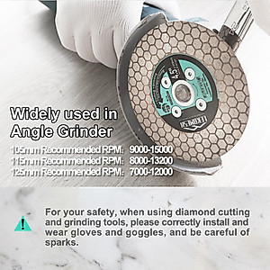 LEKOMESH 4.5 Inch/115MM Diamond Cutting Disc - Tile Saw Blade Cutting Wheel Double-sided Diamond Discs for Cutting Grinding Porcelain Ceramic Tile Marble Granite,5/8"-11 Thread