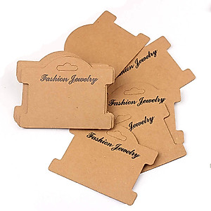 100pcs Jewelry Display Cards Bracelet Display Cards Necklace Card Holder Hanging Cards Earrings Showing Tags (3.7x3 in, Brown)